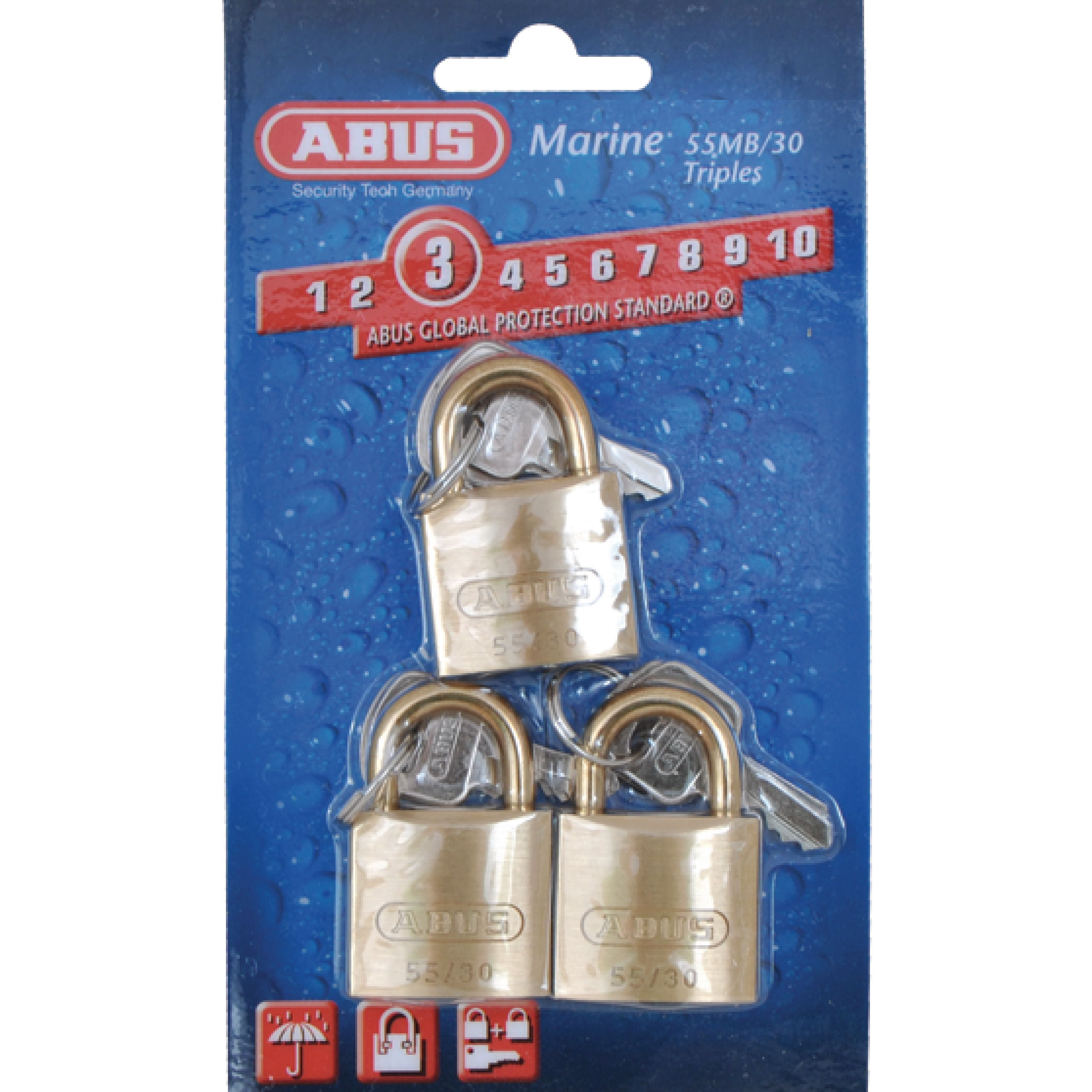 Abus Keyed Alike Solid Brass Padlock - 3 Pack - Walmart.com