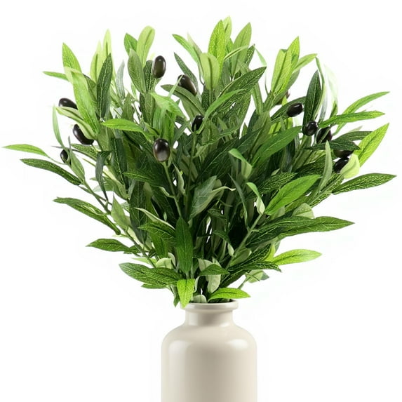 Abyjifar 6 Pcs Artificial Olive Branches for Vase, 20" Fake Greenery ...