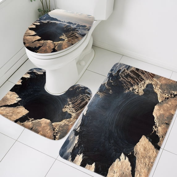 Abyss Crater Bathroom Rugs Set Ground Fissure Earth Brown Crevice ...