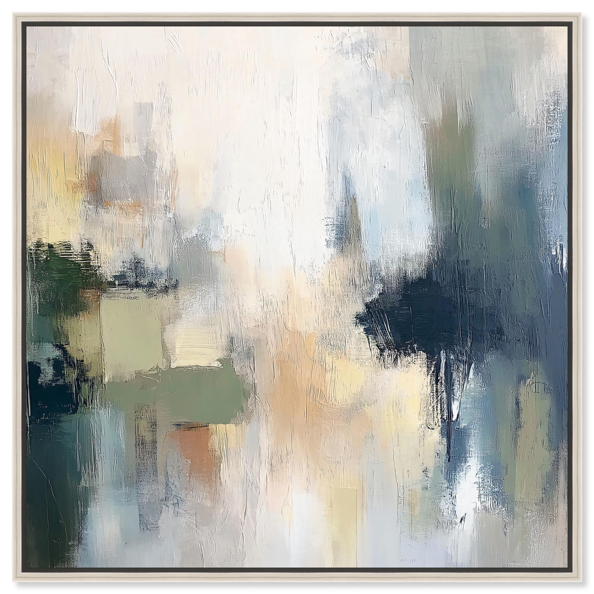 Abyssal Light Canvas Contemporary Abstract by Art Remedy, Silver Frame ...