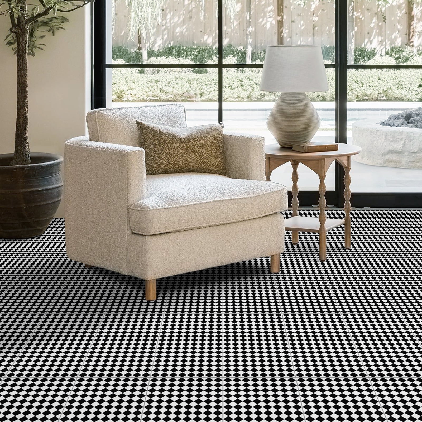 Abyssaly Peel and Stick Floor Tiles, Black and White Checkerboard ...