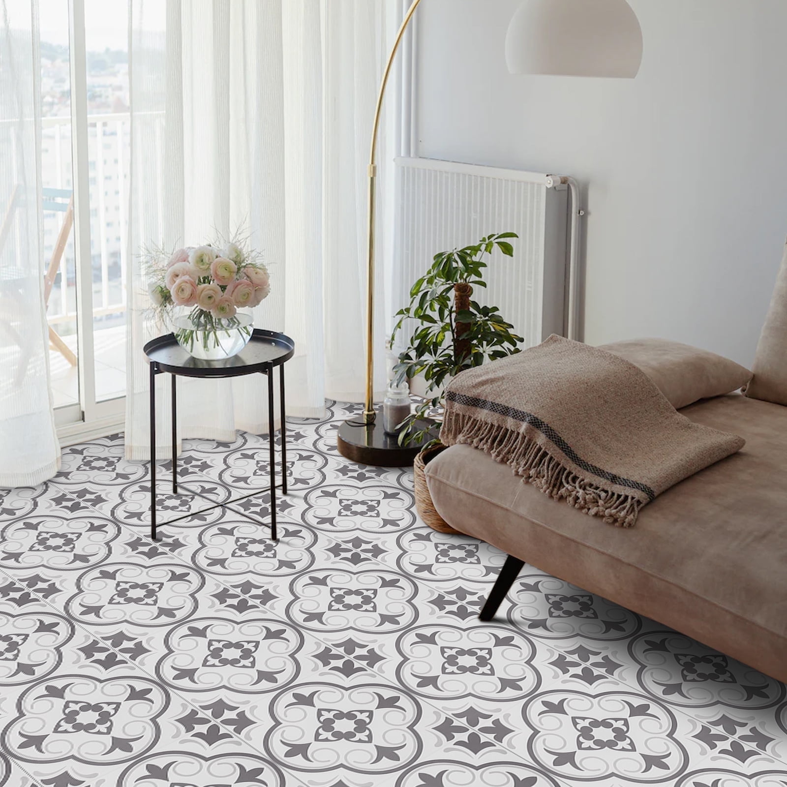 Abyssaly 11.8" x 11.8" 20 Pcs Peel and Stick Floor Tile Grey Self ...
