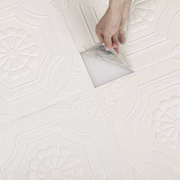 Abyssaly Drop Peel and Stick Ceiling Tile 13.78" x 13.78" 16 Pcs White ...