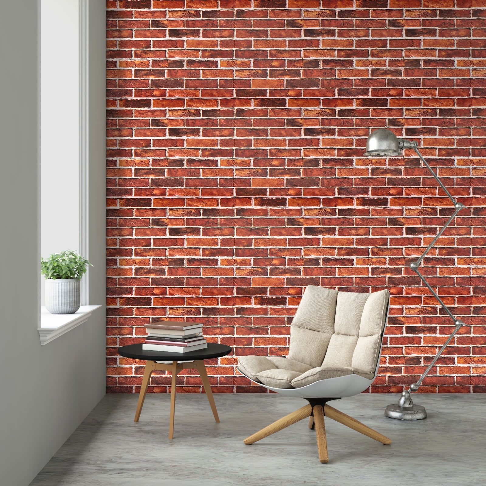 "Abyssaly Red Brick 3D Wallpaper, Waterproof, Self Adhesive Vinyl 17.7 ...