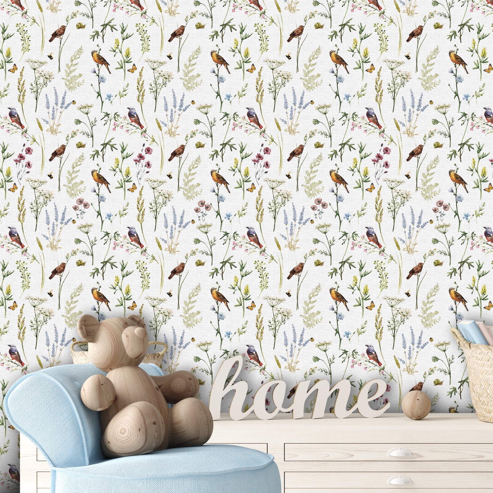 Vintage Bird Pattern Wallpaper