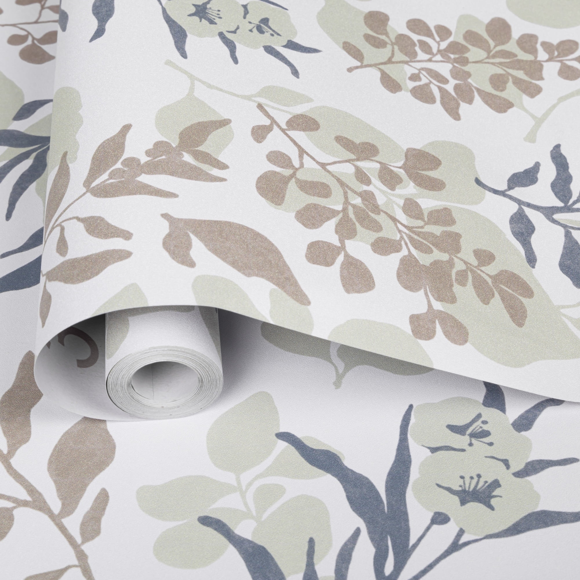 "Abyssaly Blue Leaf Peel & Stick Wallpaper, 17.71""x393.7"", Vintage ...