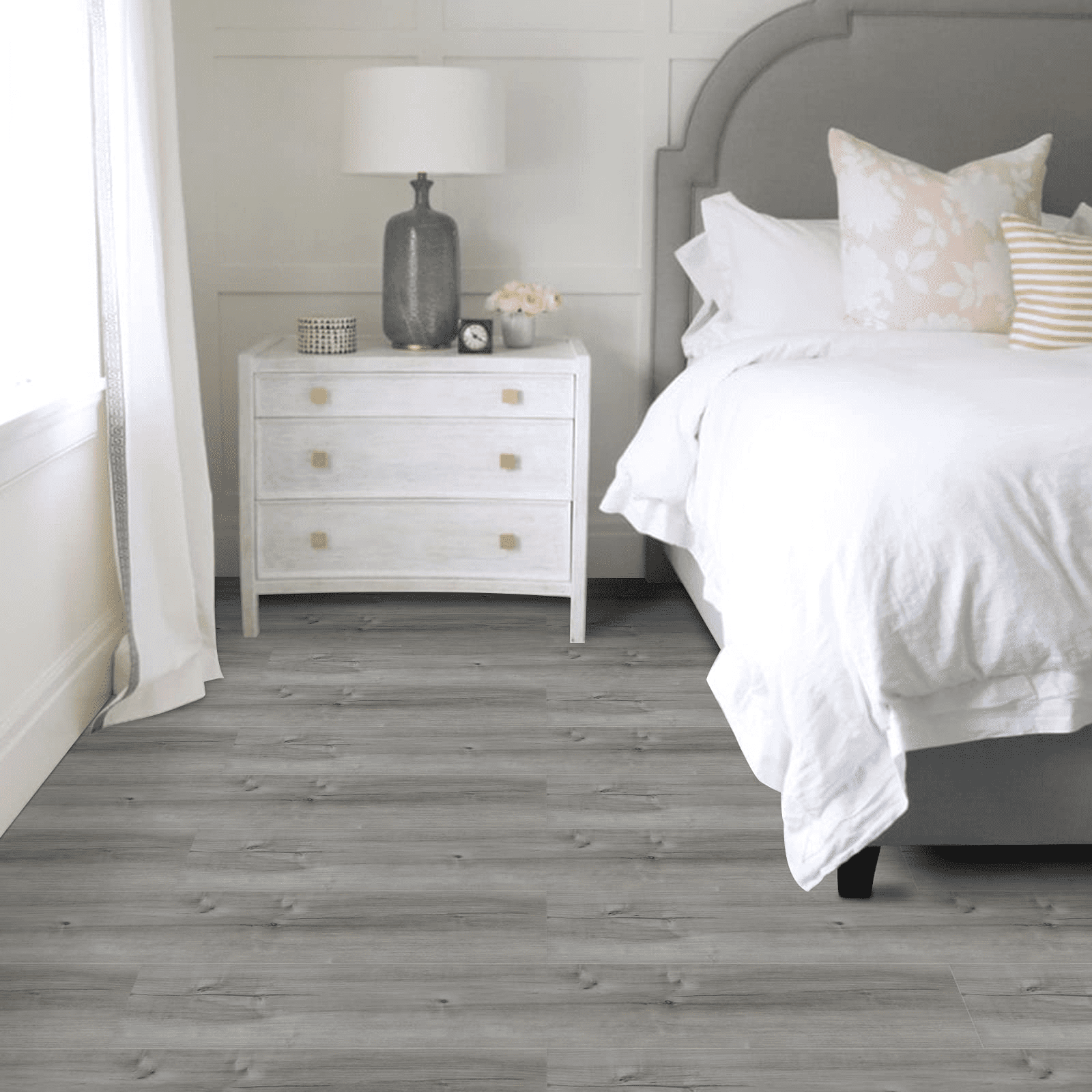 Abyssaly 10Pcs 35x6in Waterproof Grey Vinyl Flooring, Peel & Stick ...