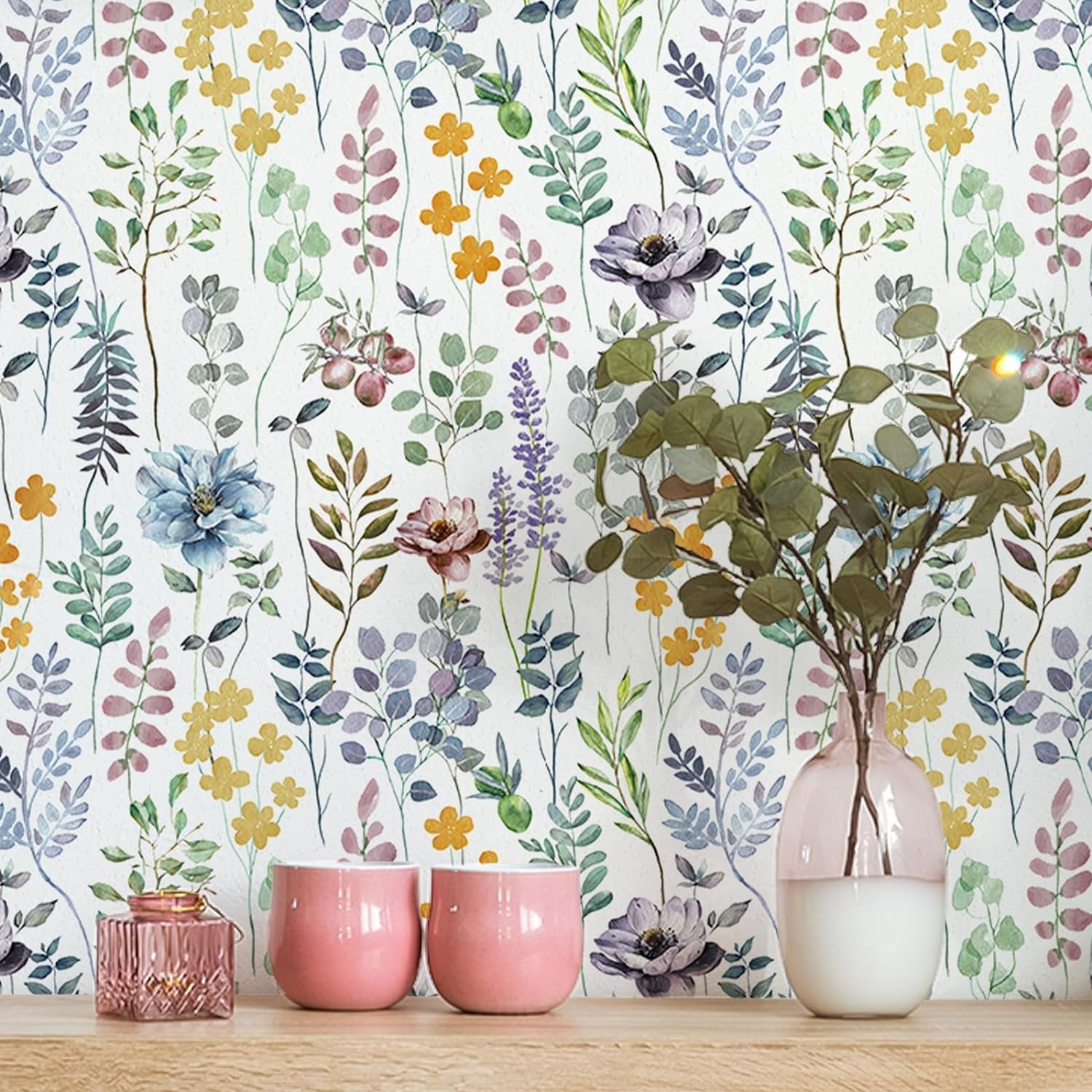 Abyssaly Floral Peel and Stick Wallpaper 17.7" x 118" Floral Wall ...