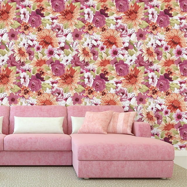 Abyssaly 17.7" x 118" Floral Wallpaper Peel and Stick Self Adhesive ...