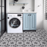 "Abyssaly Waterproof Peel & Stick Floor Tiles, Black/White, 11.8""x11.8 ...