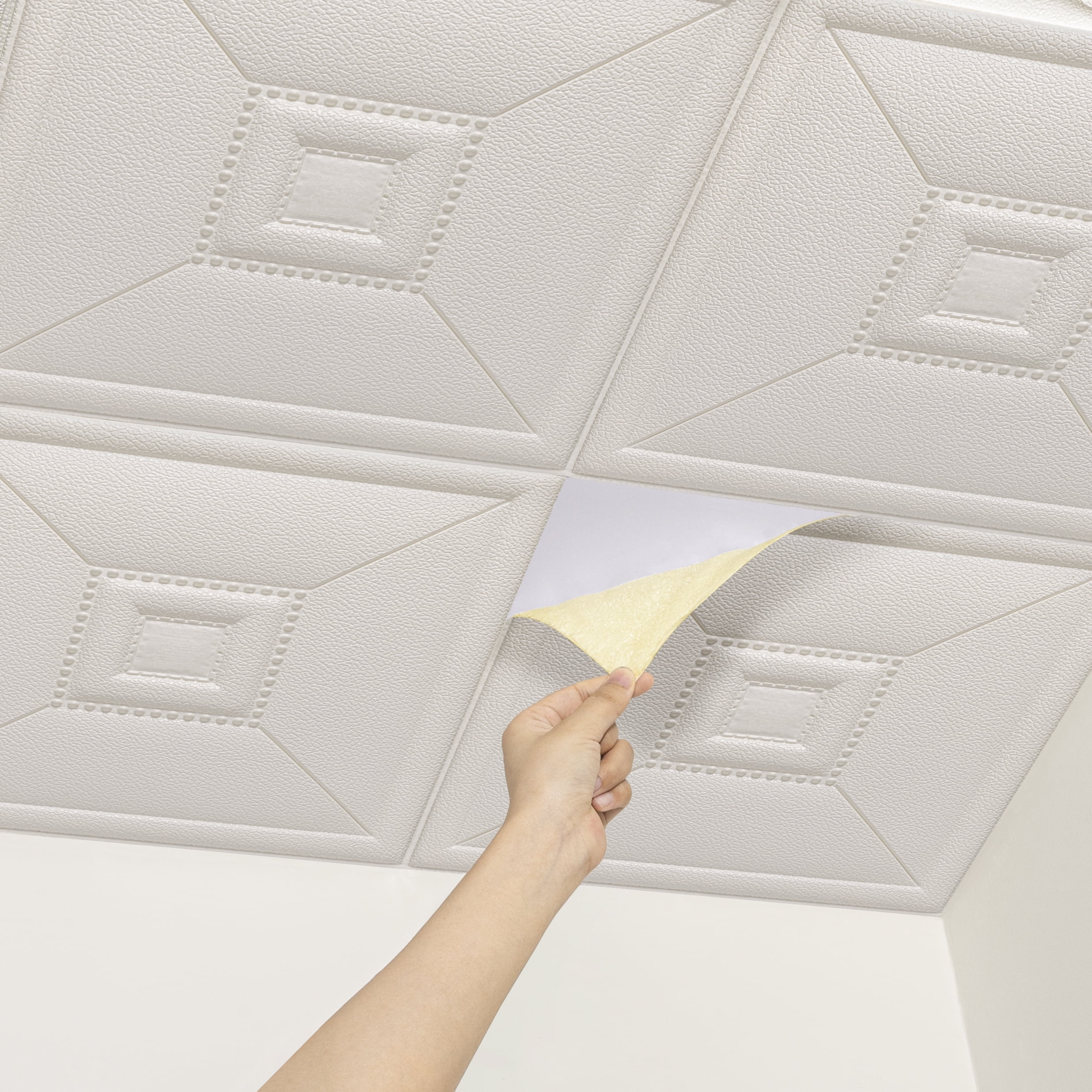 Abyssaly Peel and Stick Ceiling Tile 11.8" x 11.8" 16 Pcs White Foam ...