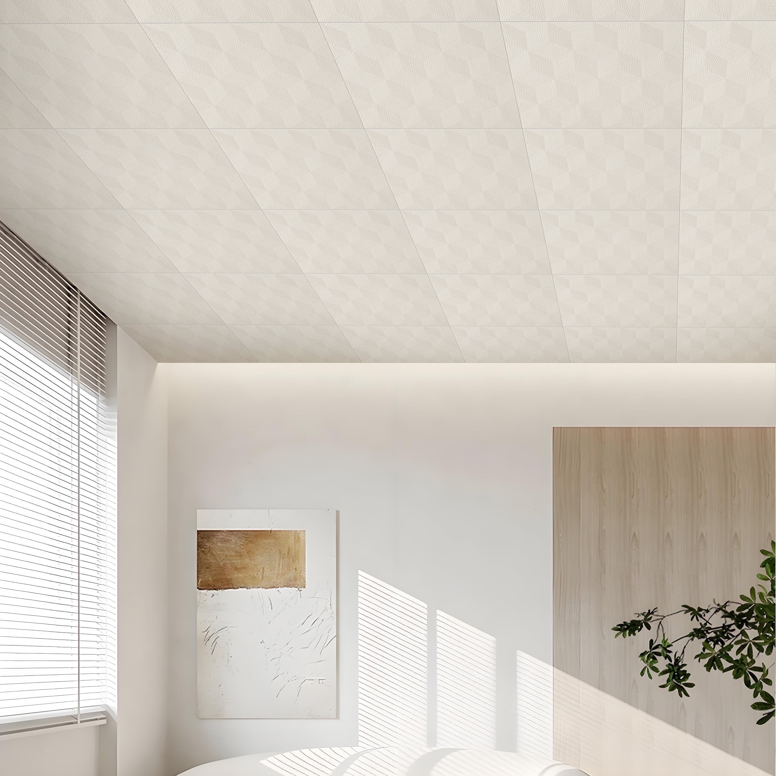 Abyssaly Peel and Stick Ceiling Tile 13.8" x 13.8" 16 Pcs White Foam ...