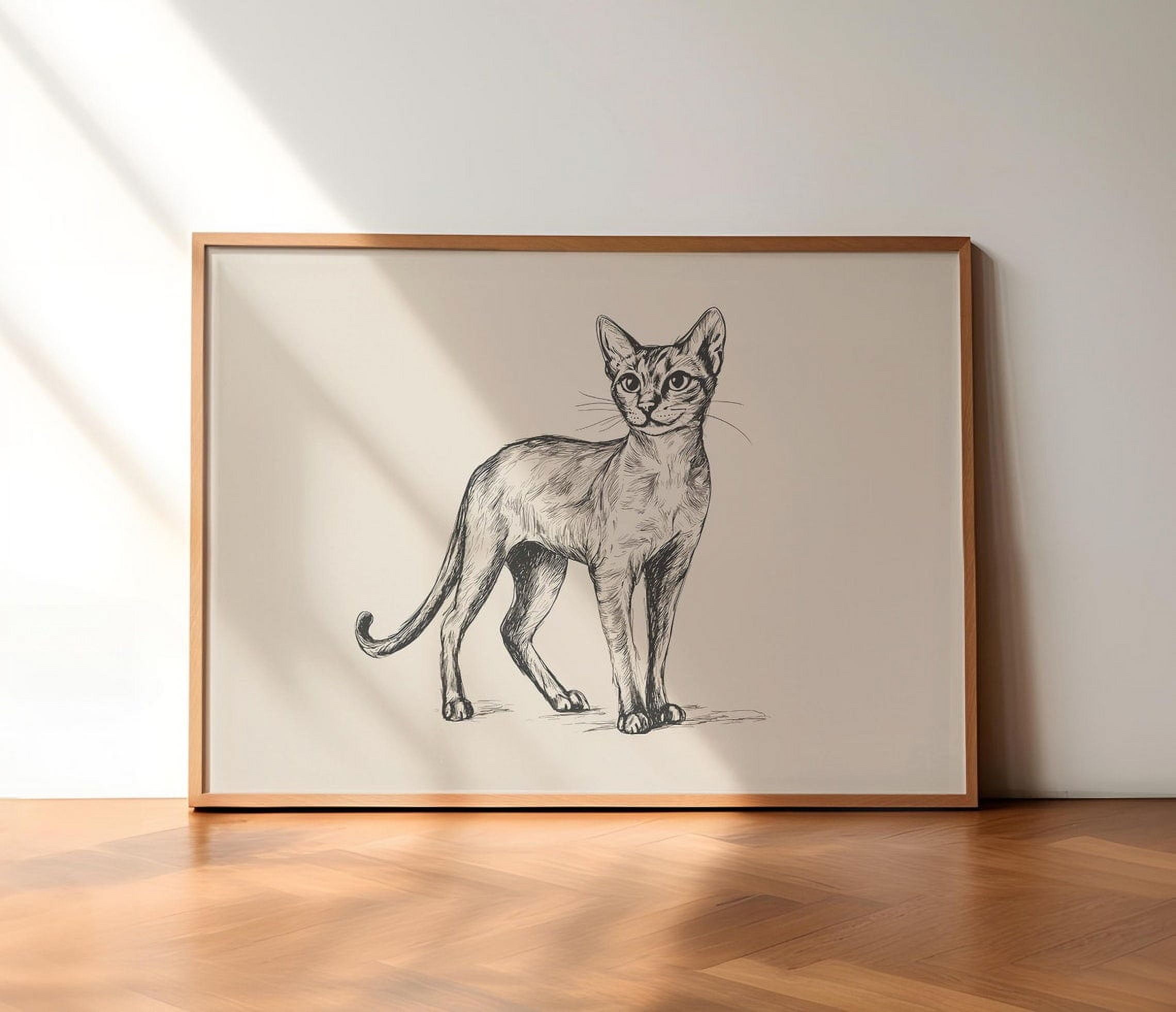 Abyssinian Cat Print, Vintage Cat Poster, Retro Cat Wall Art, Cat Printable Poster, Catlover ...