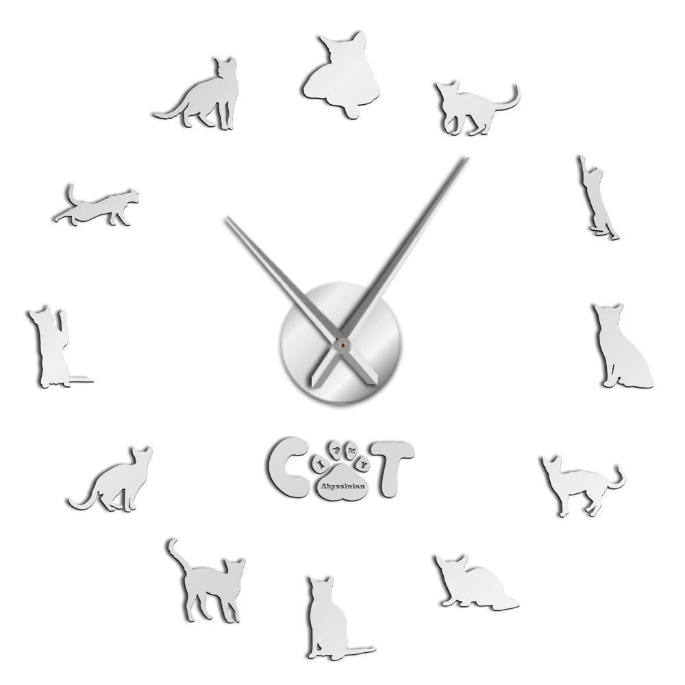 Abyssinian Cat Silouette Frameless Wall Clock Stickers, DIY Modern ...