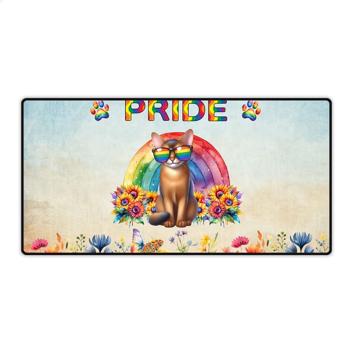 Abyssinian Celebrates Rainbow Pride Month LGBT LGBTQ+ Desk Mat Full ...