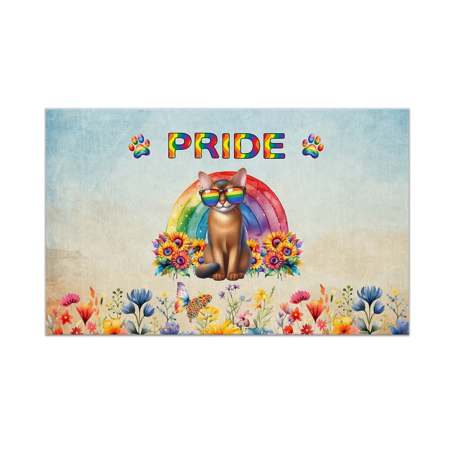 Abyssinian Celebrates Rainbow Pride Month LGBT LGBTQ+ Doormat Cat Lover ...