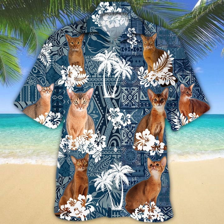 Abyssinian Hawaiian Shirt, Cat In Hawaiian Shirt, Full Print Cat Hawaii ...