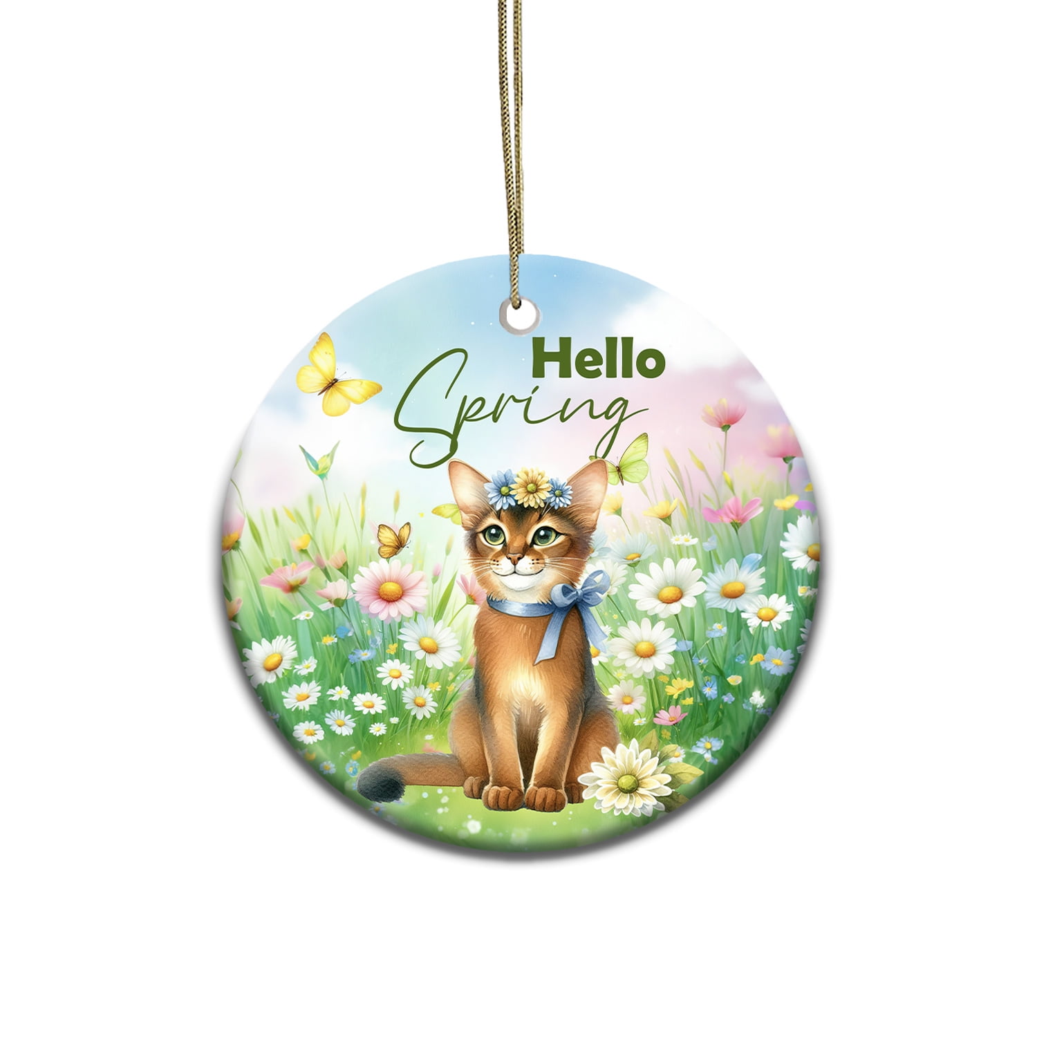 Abyssinian Hello Spring Time Flower Floral Nature Ceramic Round ...