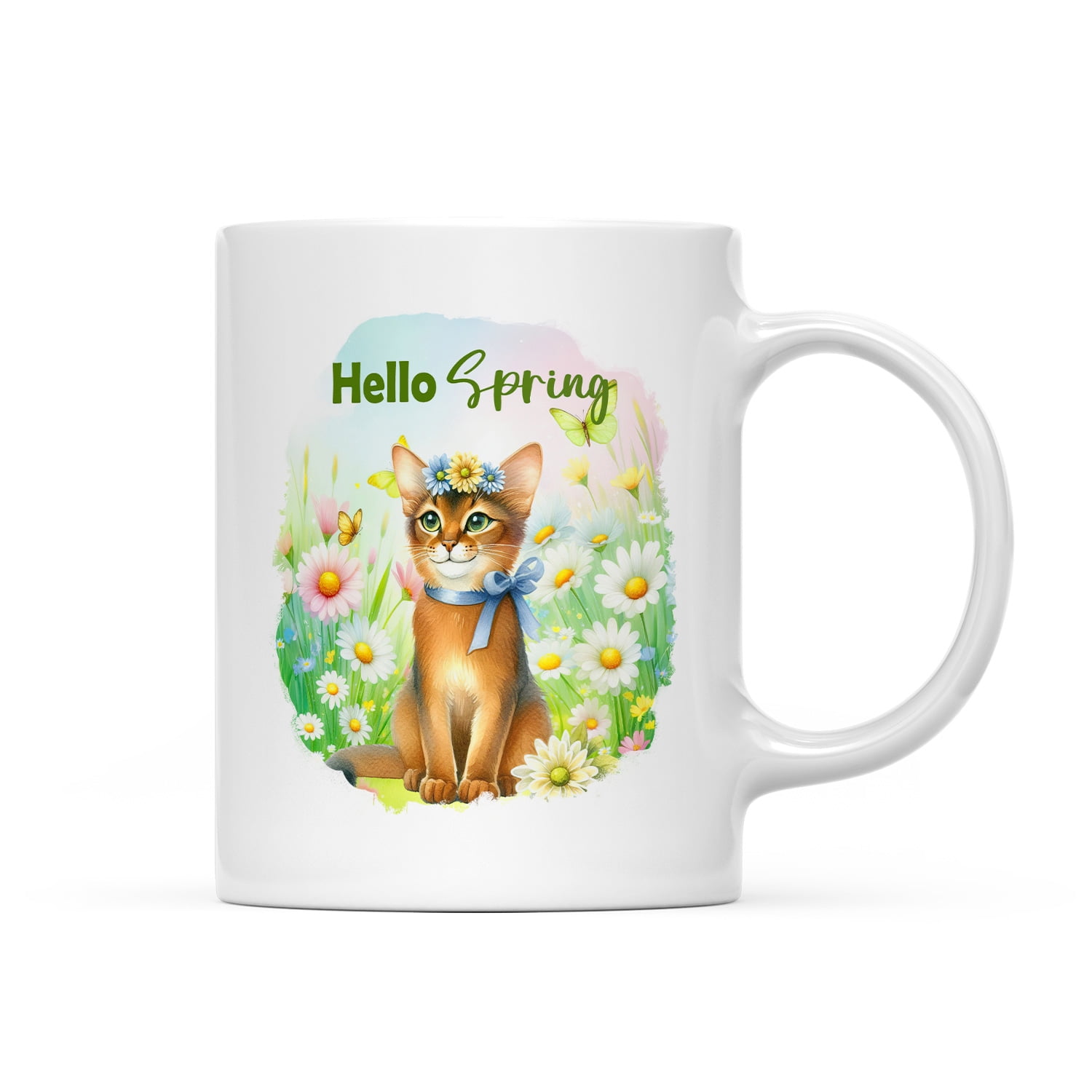 Abyssinian Hello Spring Time Flower Floral Nature Mug Cat Lover Kitten ...