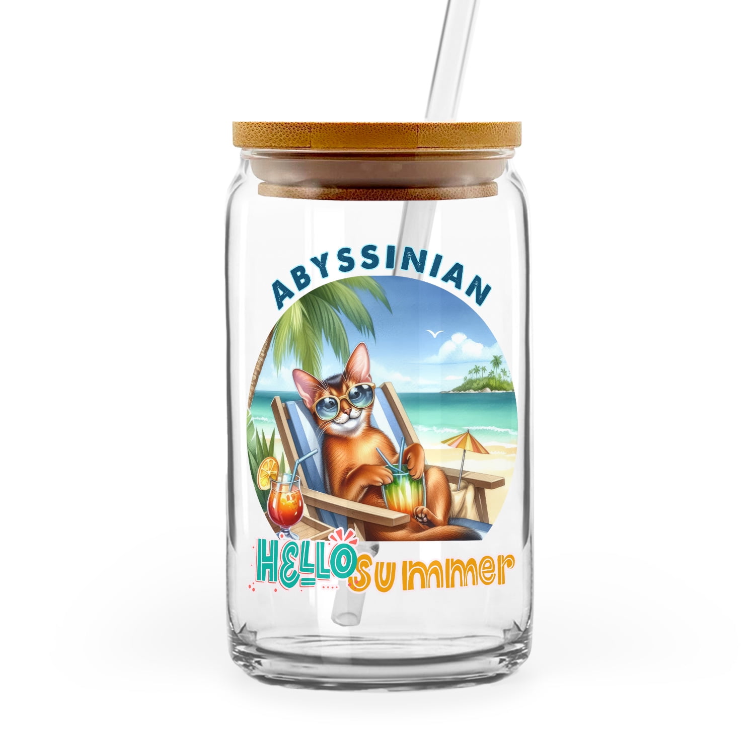 Abyssinian Hello Summer Beach Theme with Sunglasses and Tropical ...