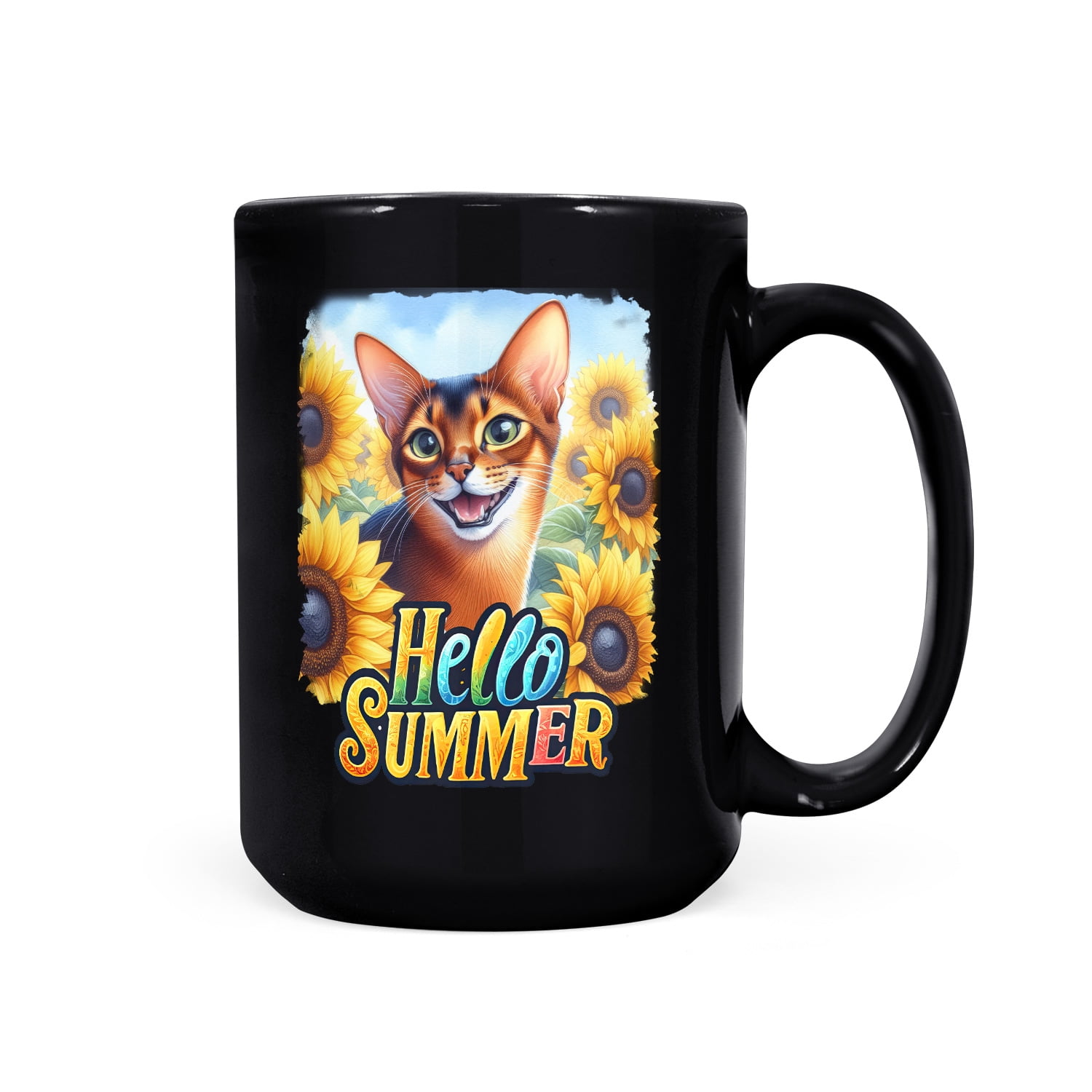Abyssinian Hello Summer Sunshine Sunflowers Spring Retro Vintage Mug ...