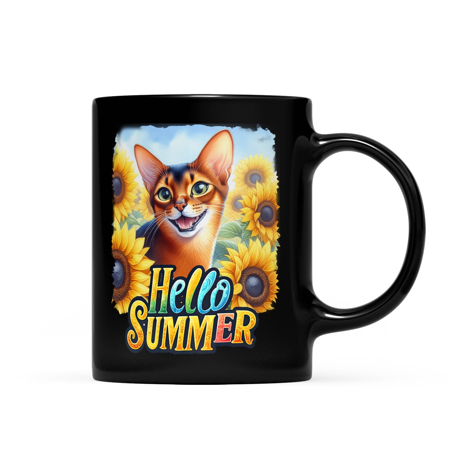 Abyssinian Hello Summer Sunshine Sunflowers Spring Retro Vintage Mug ...
