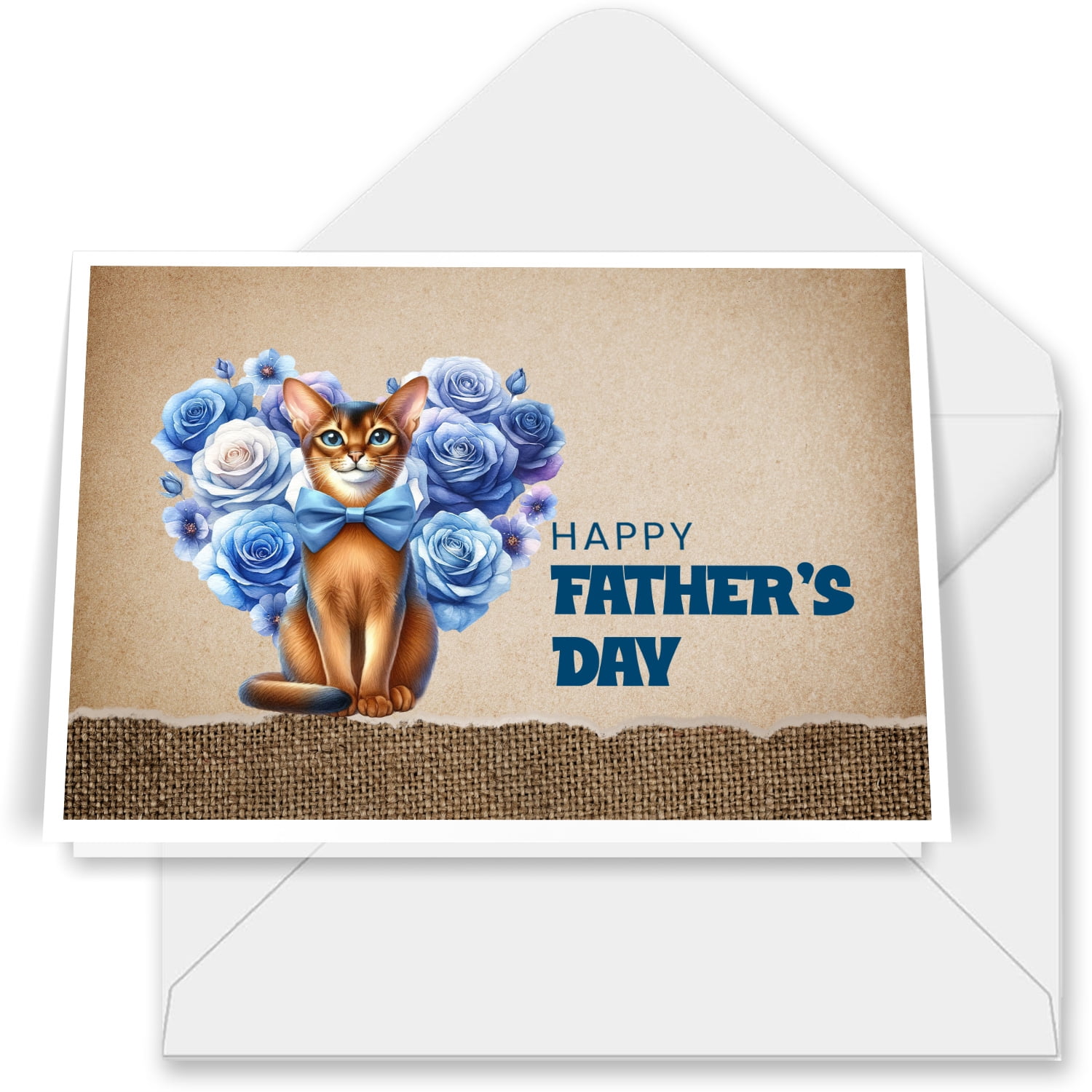 Abyssinian Proud Dad Happy Father's Day 7x5in Folded Greeting Card Cat ...