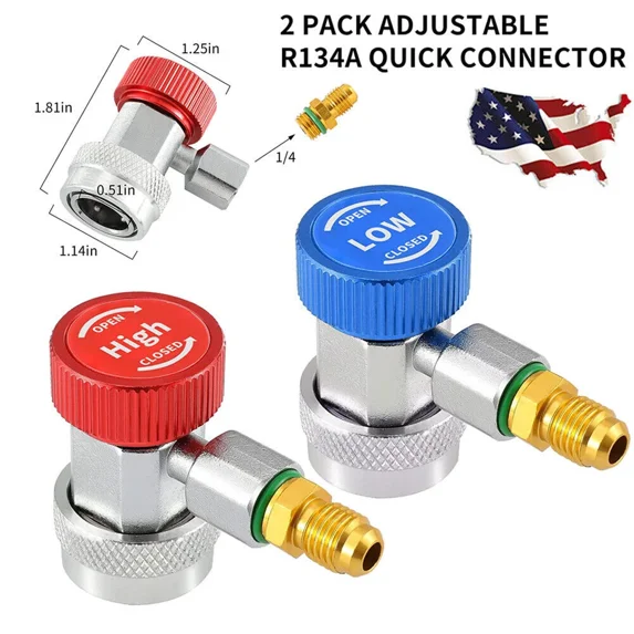 Ac R134A Low/High Quick Connector Adapters Acme Coupler Auto A/C ...
