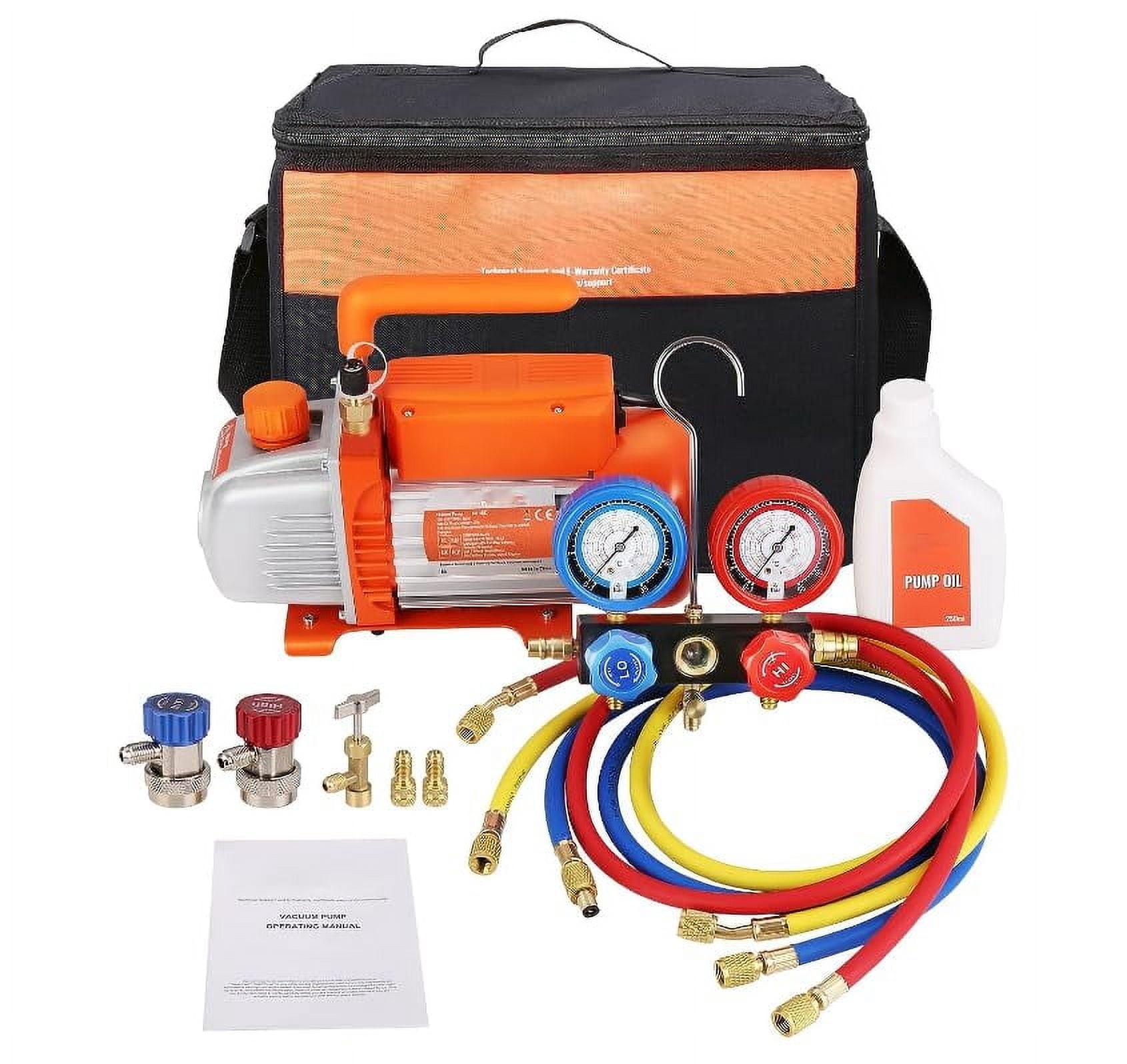 Meiyiu AC Vacuum Pump Kit, 110V 1/3HP 4CFM Single Stage Rotary Pump ...