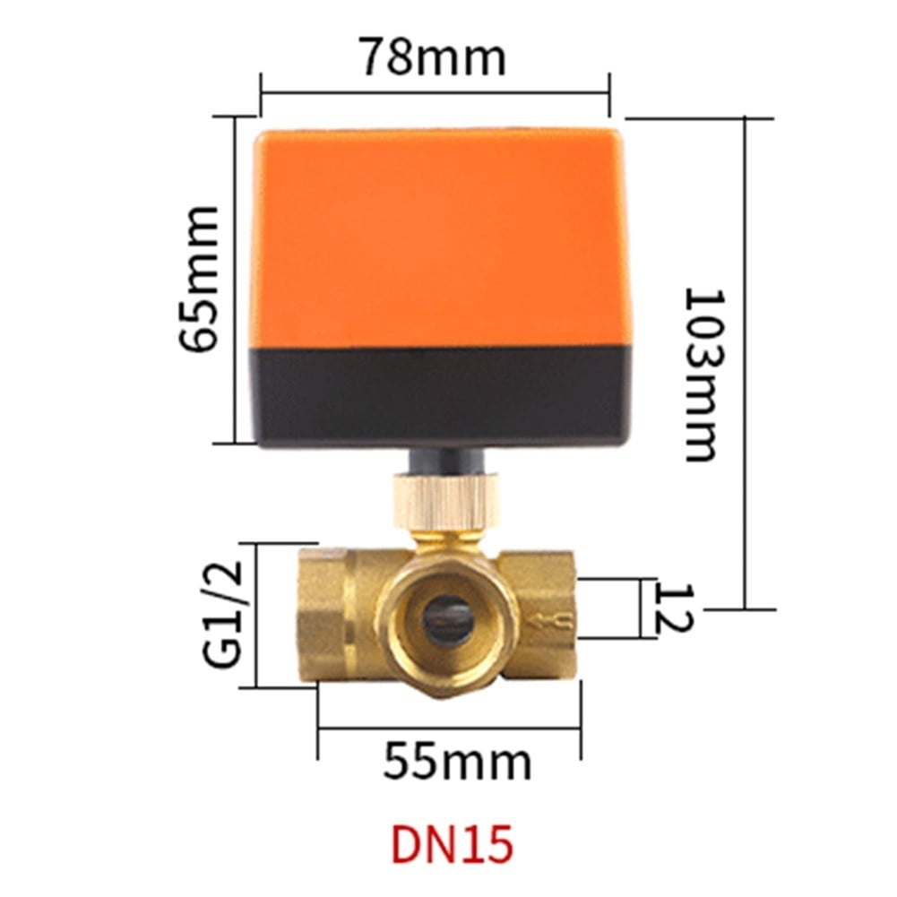 Ac220V Brass Electric Ball Valve Three Wire Two Control 3-Way Solenoid Valve Dn15 - Walmart.com