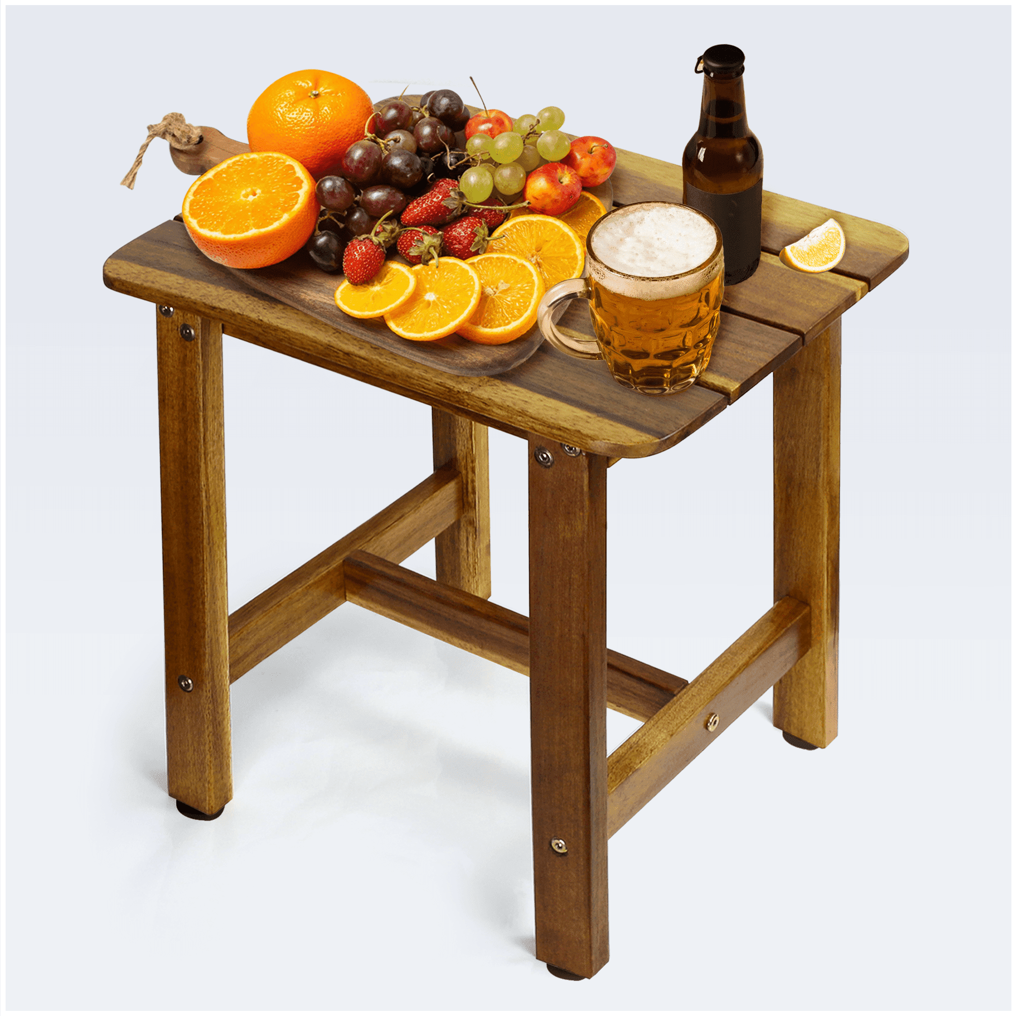 Acacia 16 Inches Outdoor Side Table, 2-Tier Sturdy Patio, End Table ...