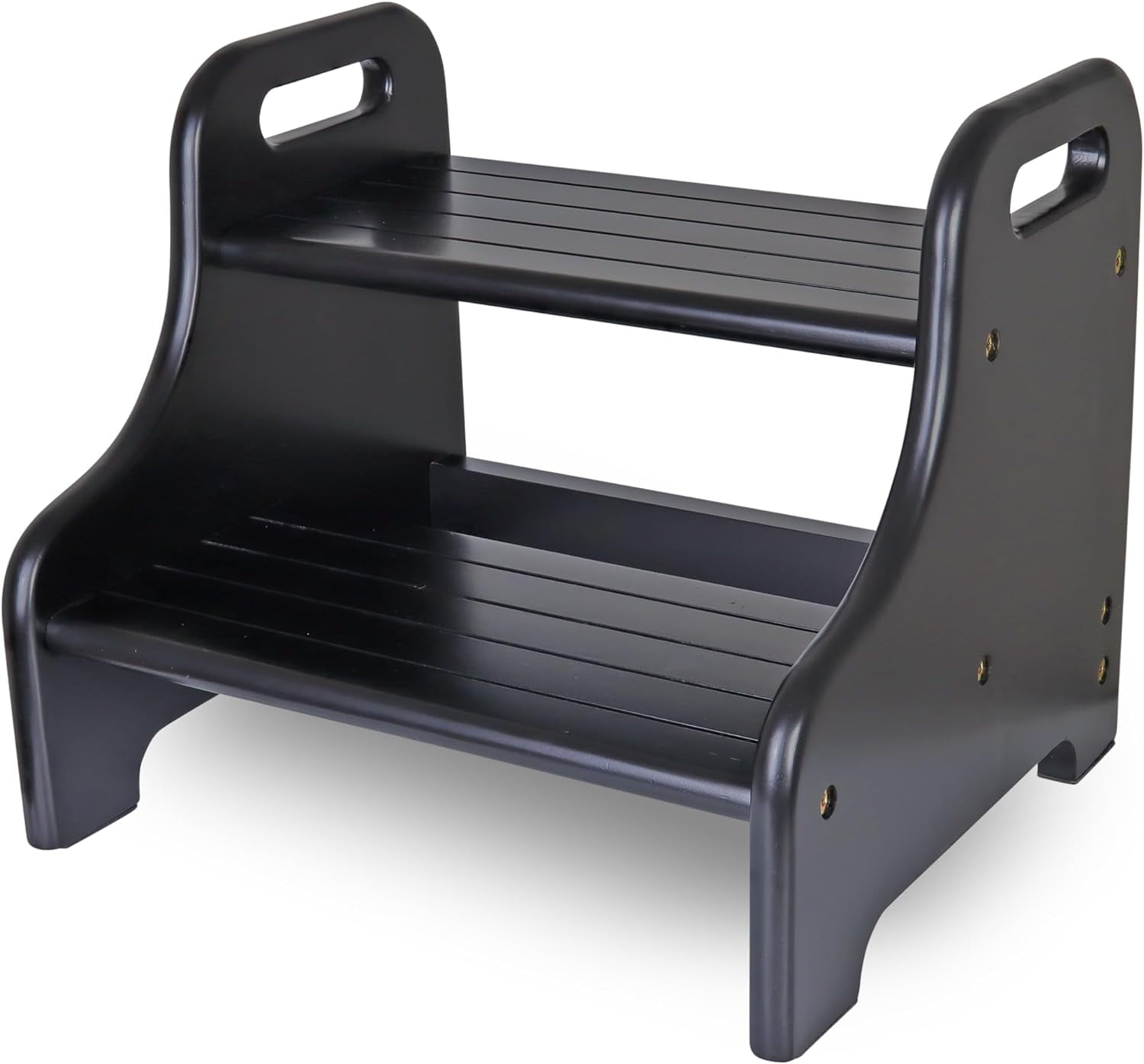 Acacia 2-Step Stool for Kid, Toddler Wood Step Ladder with 2 Handles ...