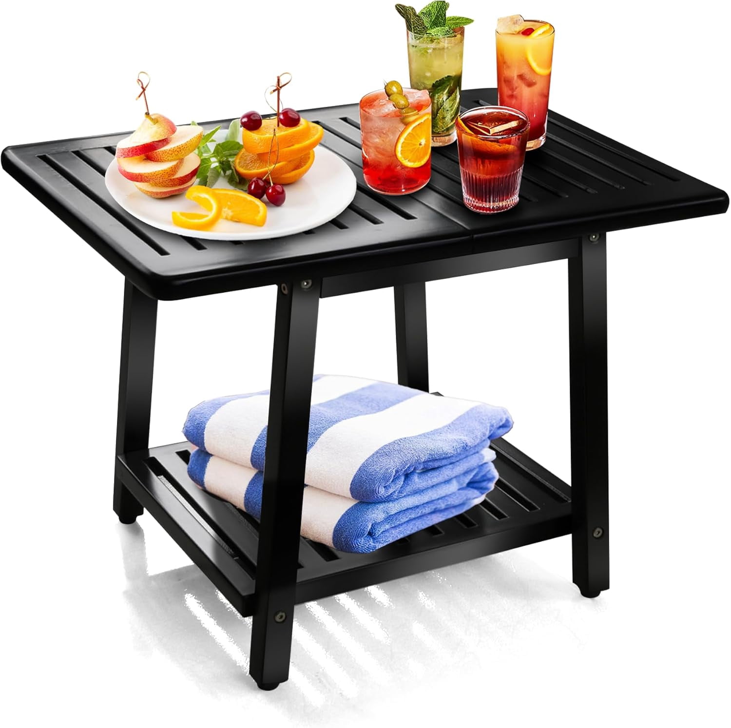 Acacia 24" 24" outdoor dining table, 2-level sturdy patio, end table ...