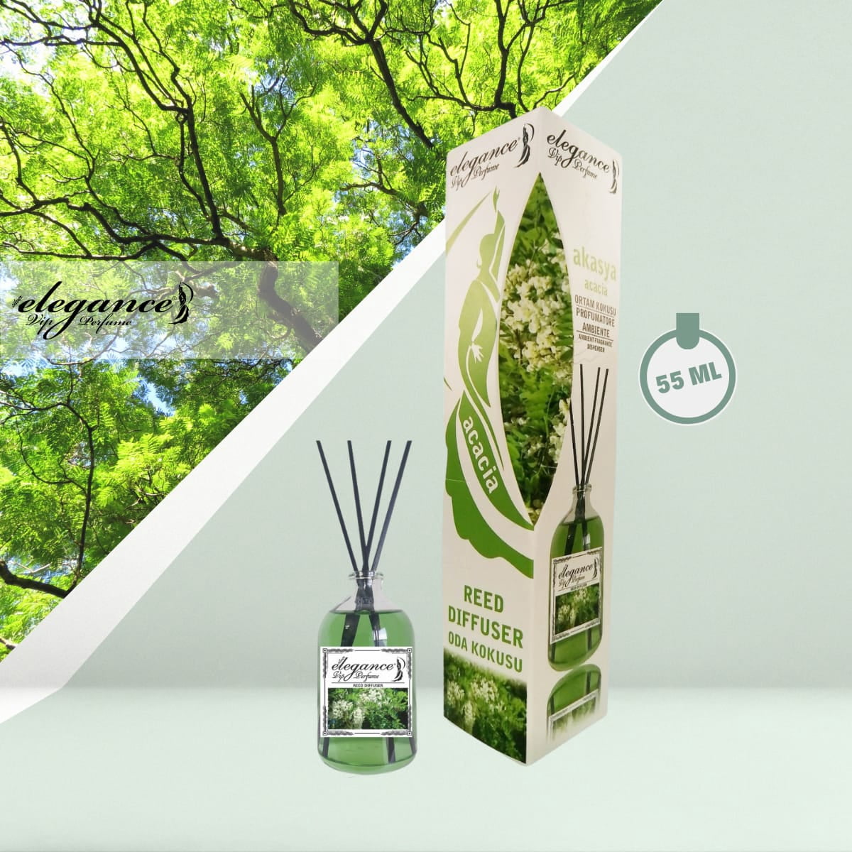 Acacia / Akasaya / 110 ml Black Natural Bamboo Scented Sticks Reed ...