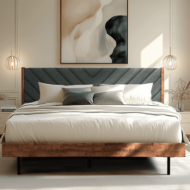 Acacia Callisto Solid Wood Bed Frame with Headboard, Signature ...