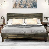 Acacia Aurora King Size Solid Wood Bed Frame with Artistic High ...