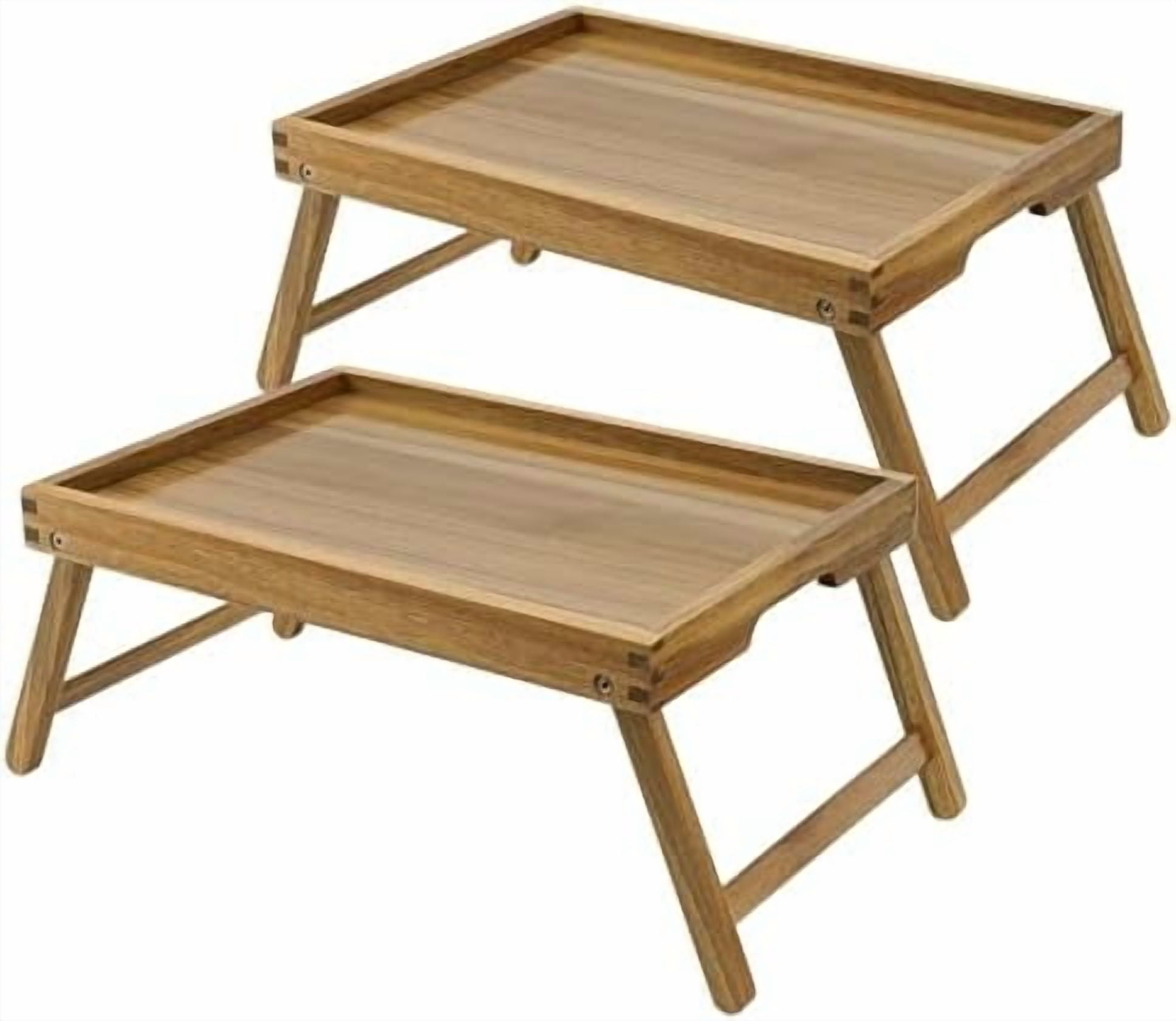 Acacia Bed Table Tray, Wooden Breakfast Tray with Folding Legs, Bed ...