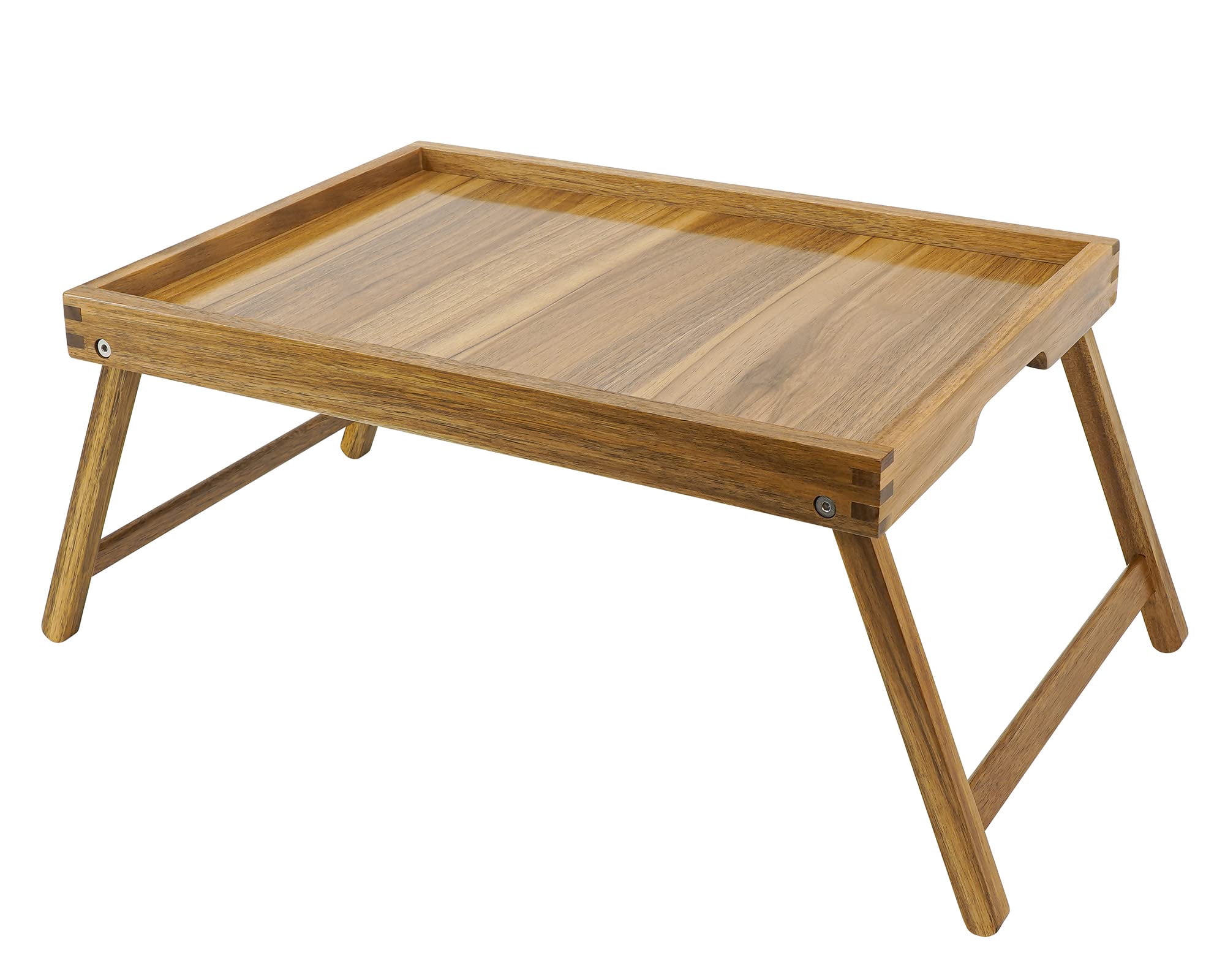 Acacia Bed Table Tray, Wooden Breakfast Tray with Folding Legs, Bed ...