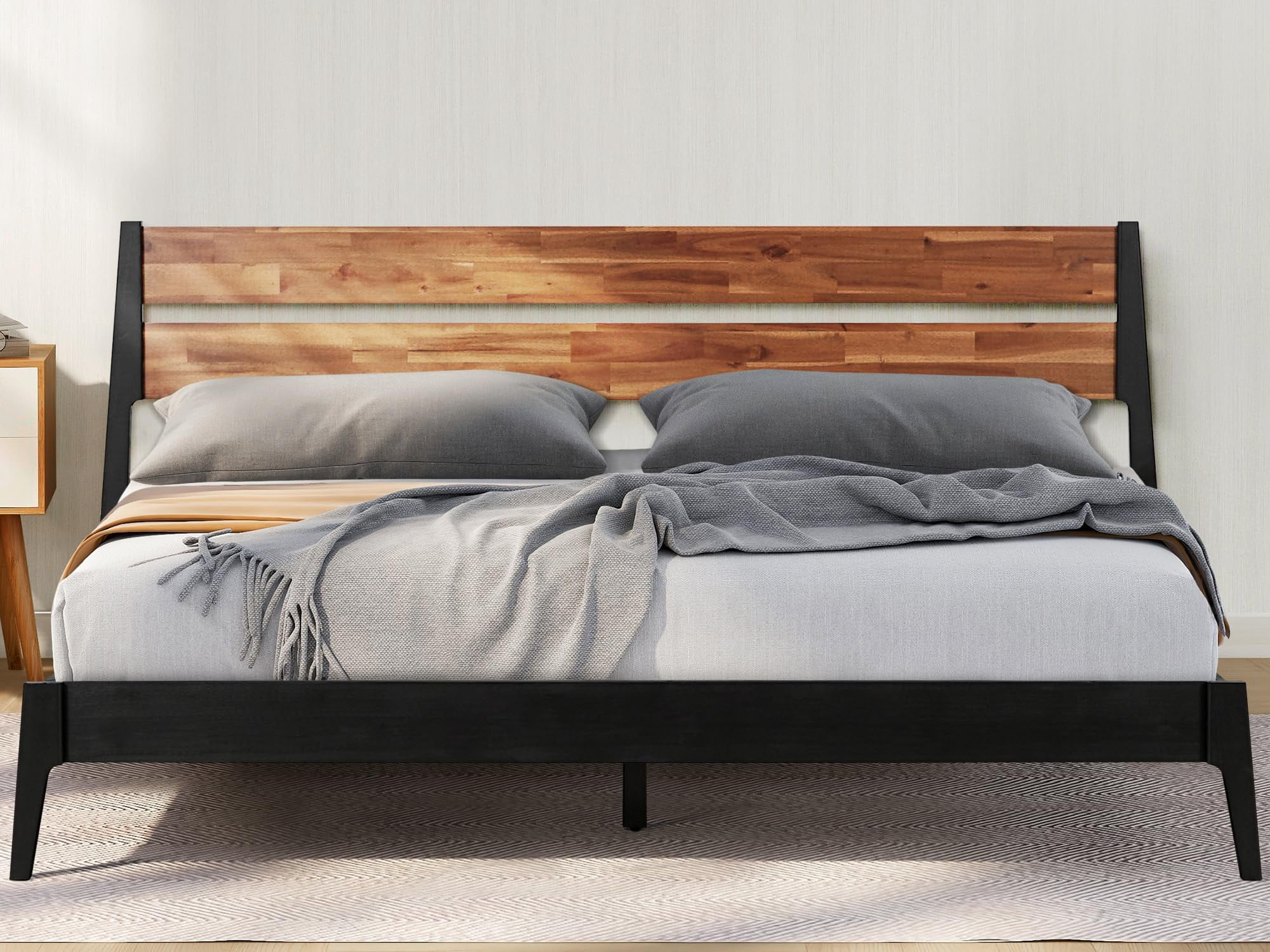 Acacia Callisto Solid Wood Bed Frame with Headboard, Signature ...