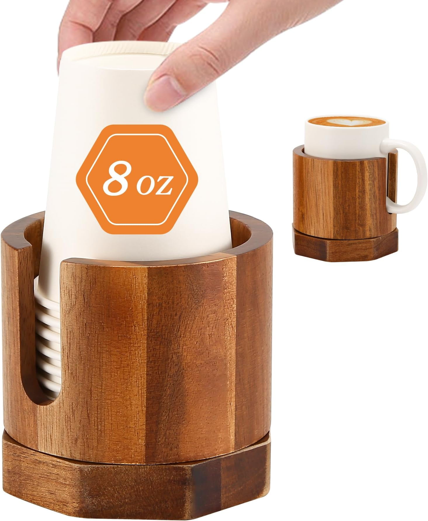 Acacia Cup Dispenser - 5-8oz Dual-Purpose Bathroom & Desk Cup Holder ...