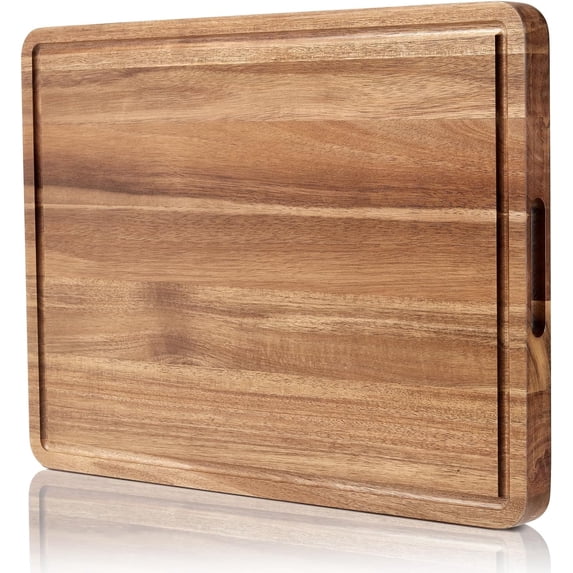 Acacia Cutting Board 20 x 15 x 1.38 Inch Thick Butcher Block with Juice ...