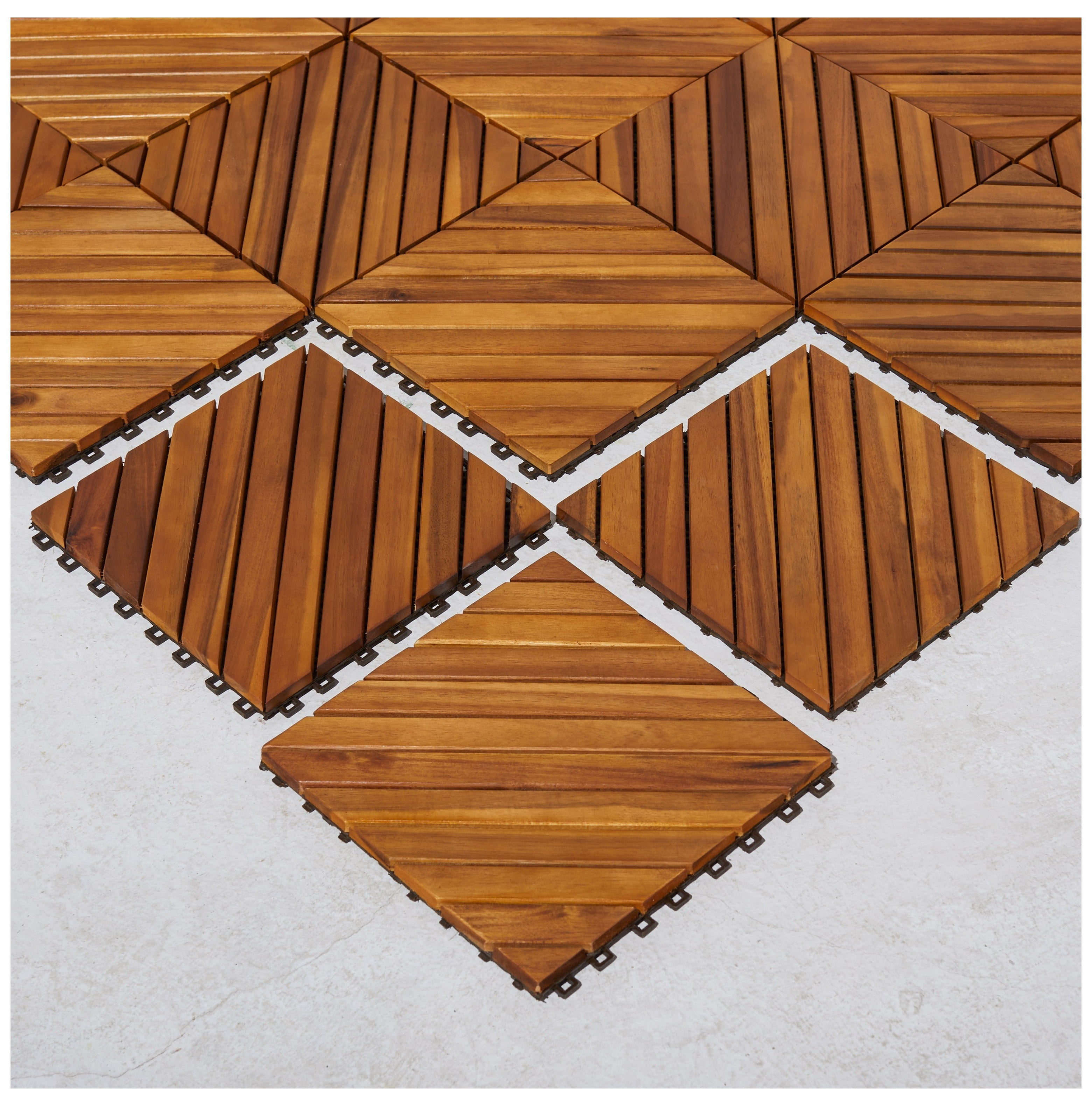 Acacia Deck Tiles - 10 Pack Interlocking Wood Patio Flooring - Dashiell ...