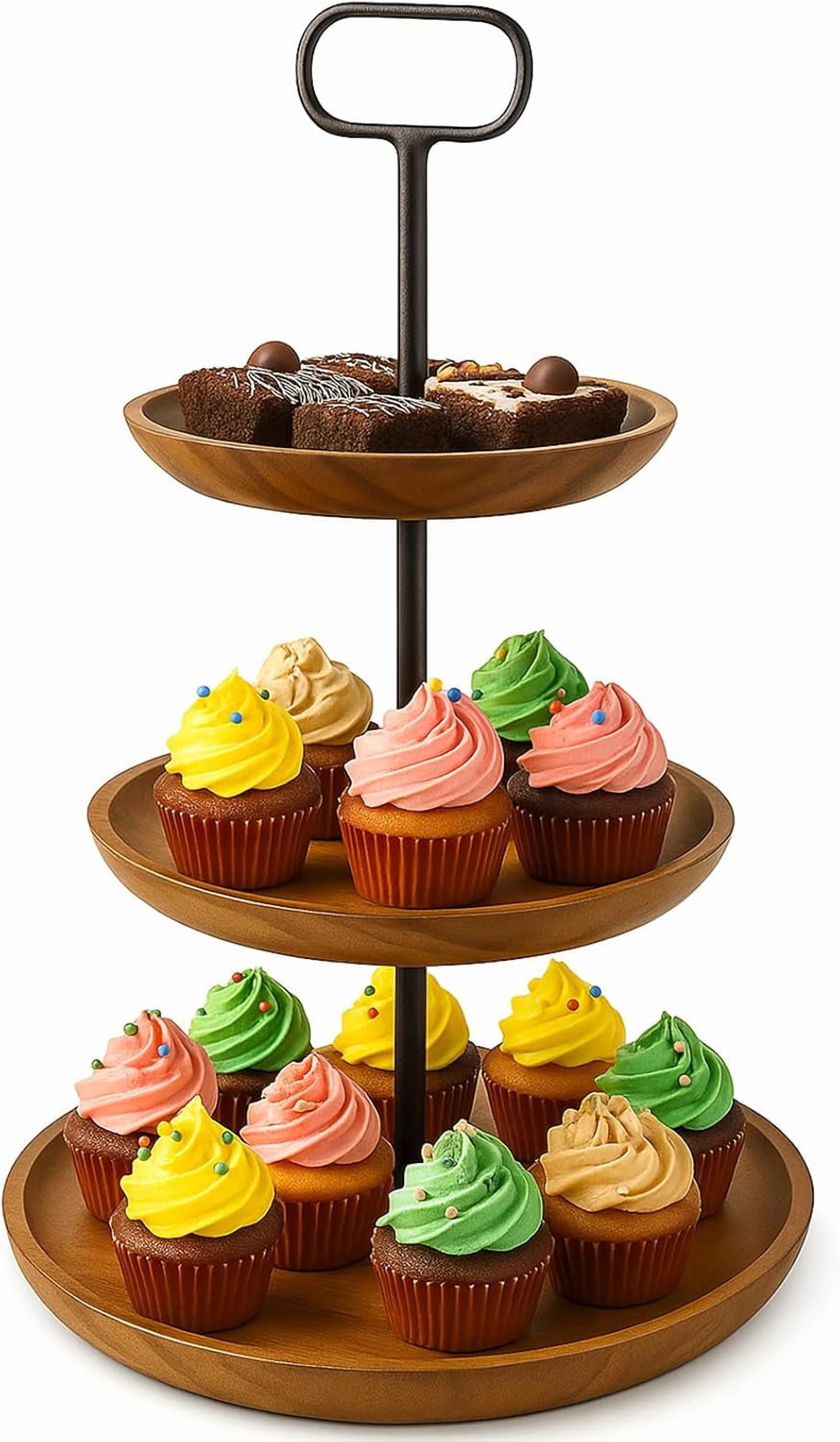 Acacia Display Stand Rustic Cupcake Tower Multi-Layer Dessert ...