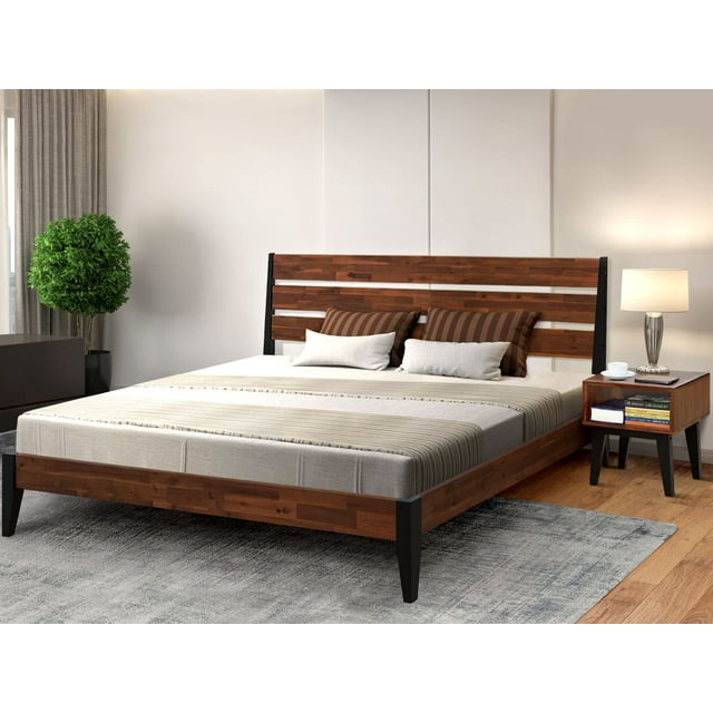Acacia Emery Solid Wood Bed Frame with Headboard, Signature Headboard ...