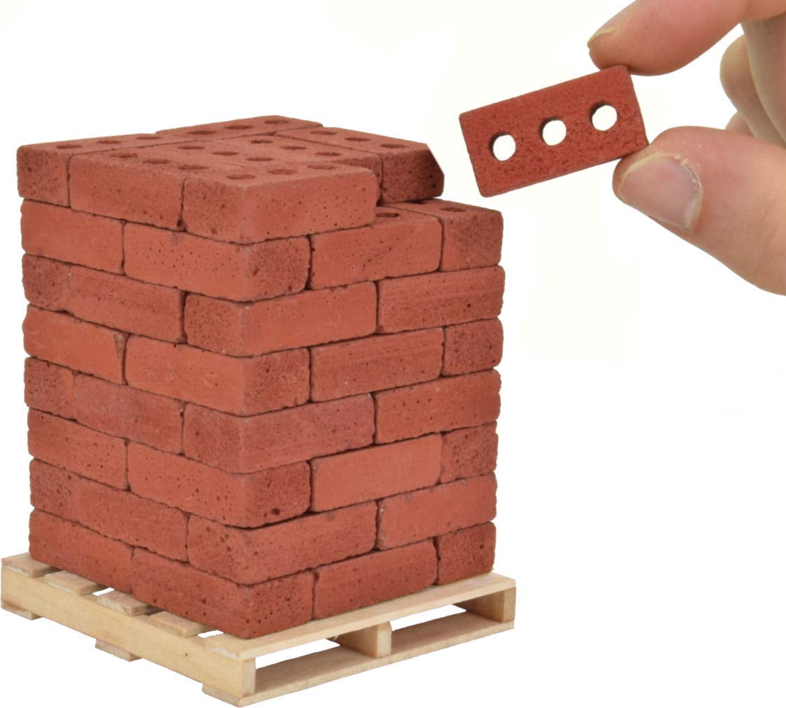 Acacia Grove Mini Red Bricks with Pallet, 1/6 Scale (64 Pack) C33 ...