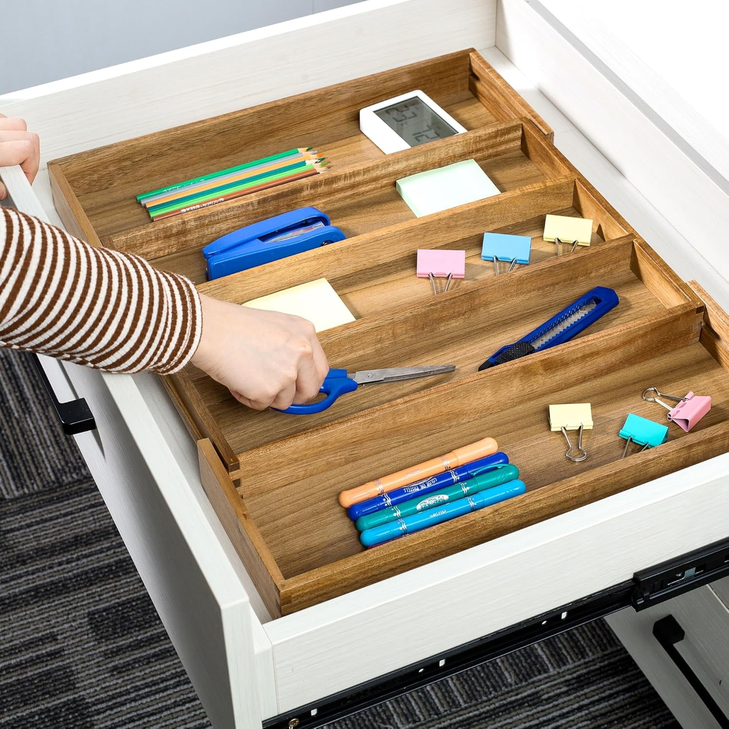 Acacia Kitchen Drawer Organizer Expandable, Large Utensils and Cutlery ...