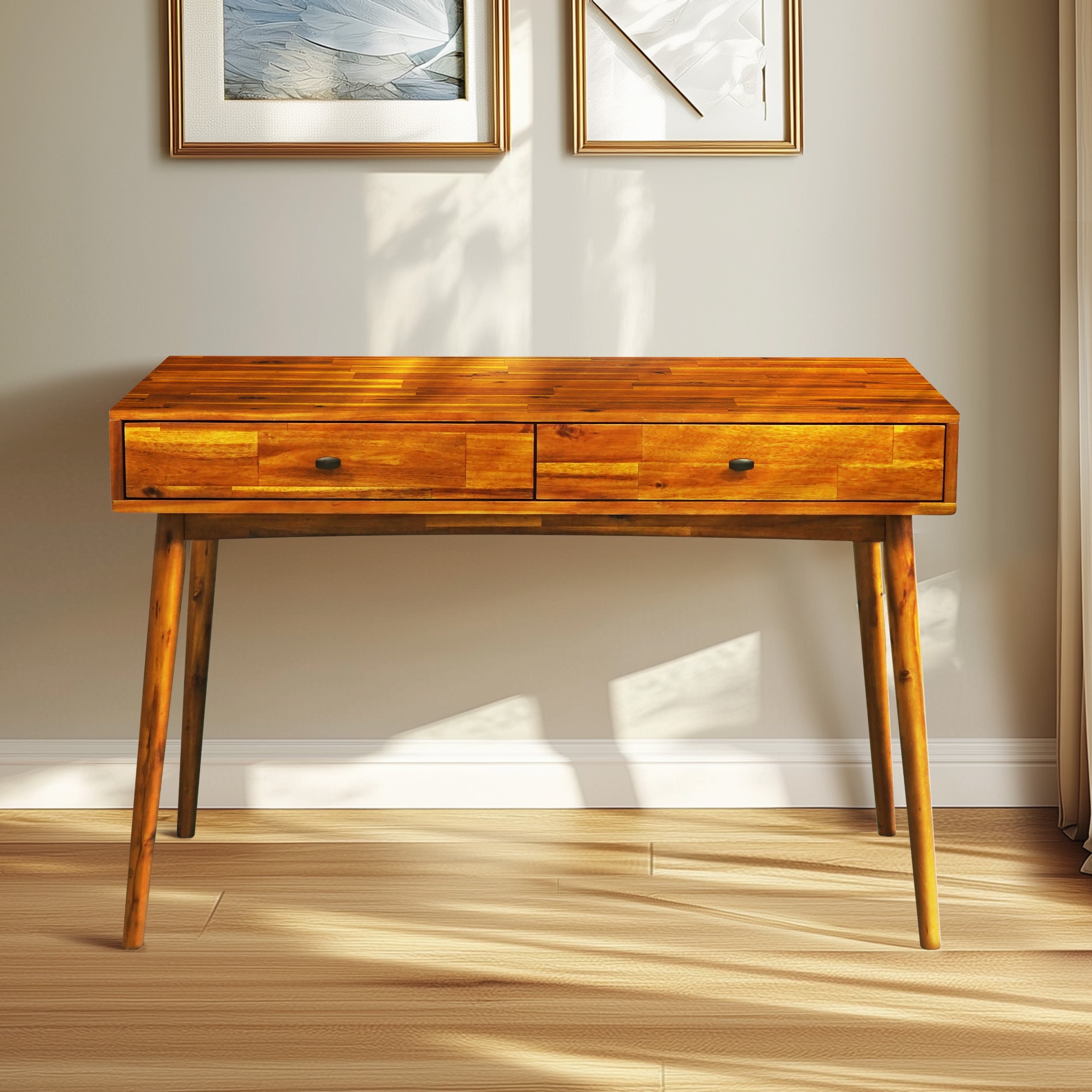 Acacia Lagom 48" Solid Wood Work Desk with Drawers Office Desk for Home ...