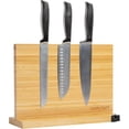 Acacia Magnetic Knife Block w/ Sharpener, Double Sided Countertop Knife ...
