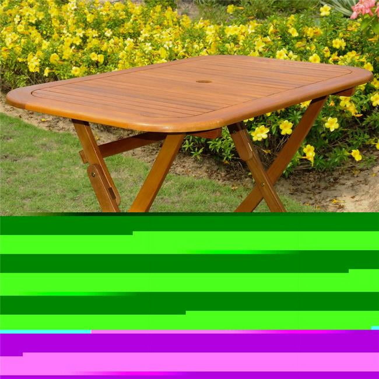 Acacia Rectangular Folding Table, Brown Stain - Walmart.com