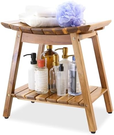 Acacia Shower Stool Bench for Inside Shower to sit on, 18 Inches Shower ...